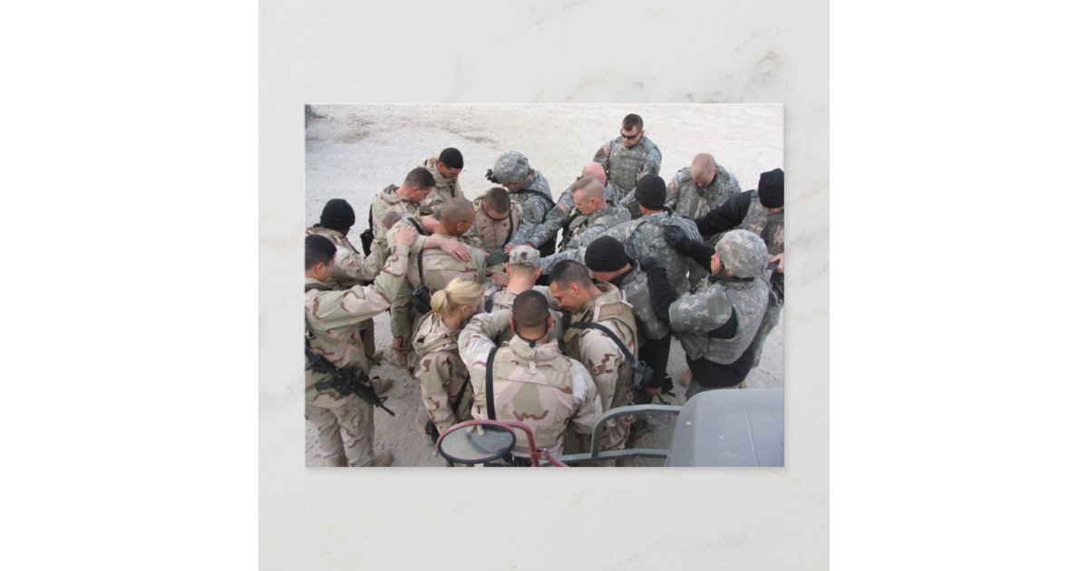 US Soldiers Praying Postcard | Zazzle