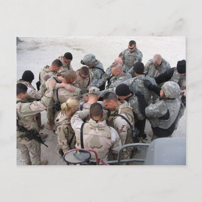 US Soldiers Praying Postcard | Zazzle