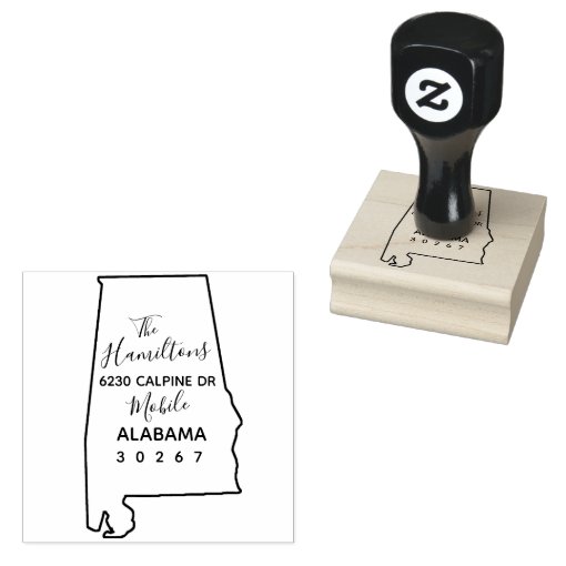 US State Alabama Outline Return Address Rubber Stamp | Zazzle