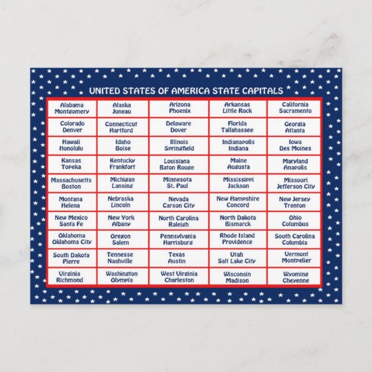 US State capitals Postcard | Zazzle.com