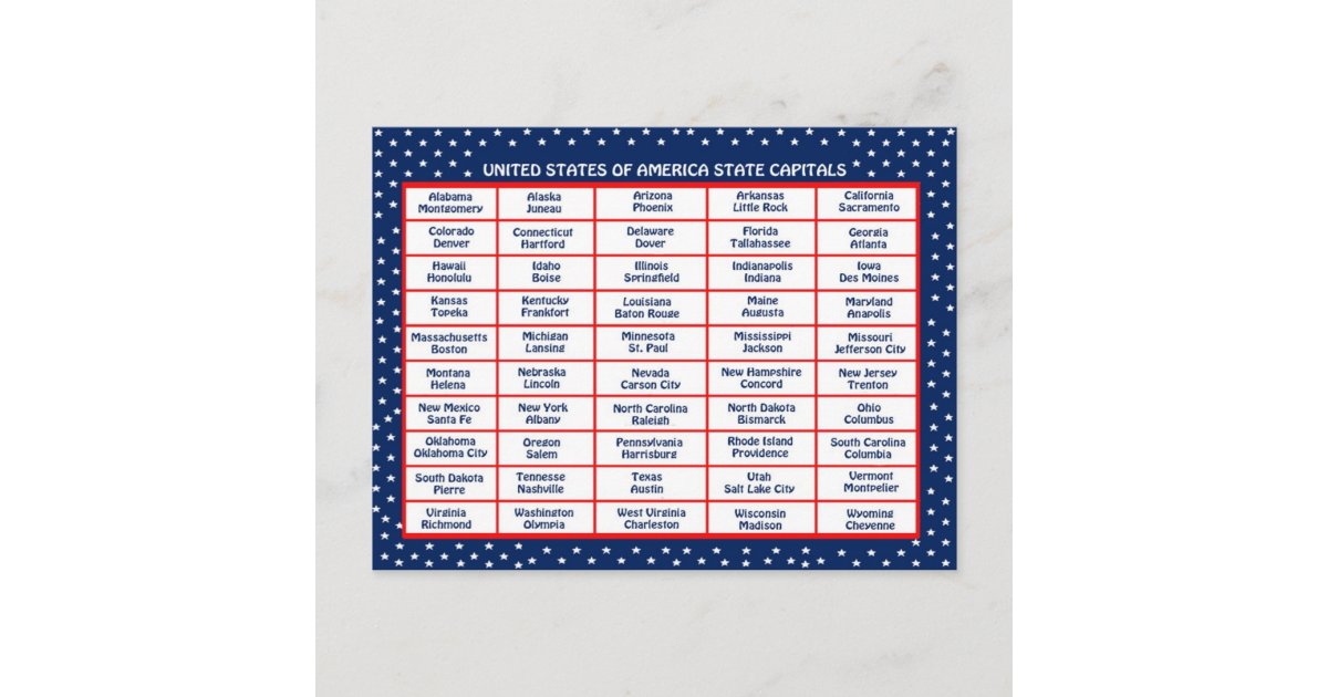 US State capitals Postcard | Zazzle