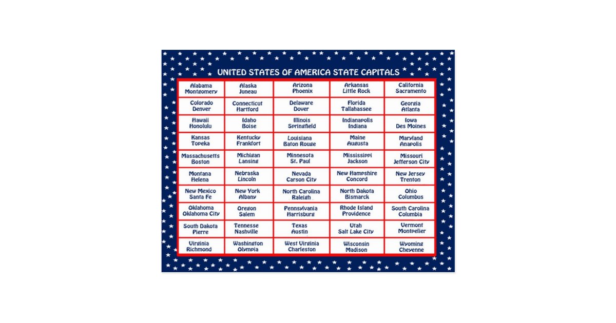 US State capitals Postcard | Zazzle.com