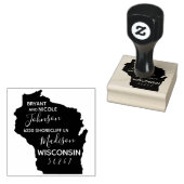 US State Wisconsin Map Return Address Wood Art Rubber Stamp | Zazzle