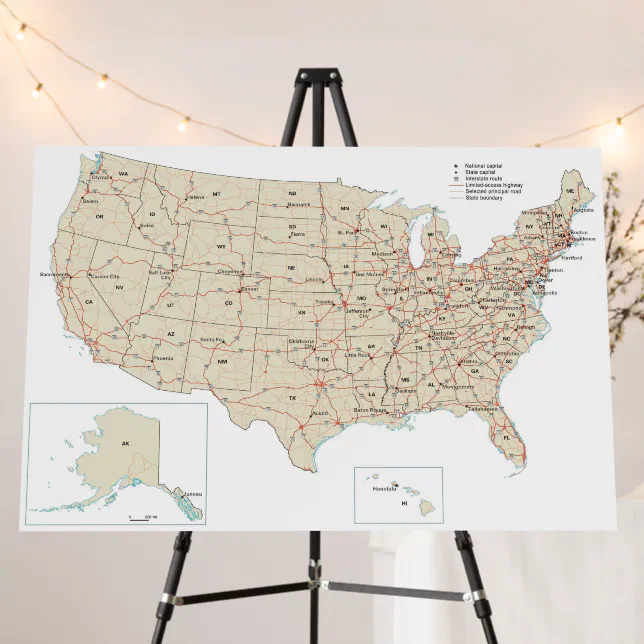 US USA Highways Road in the United States Map Foam Board | Zazzle