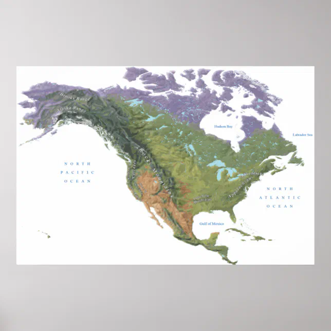 US USA United States American Mountain Ranges Map Poster | Zazzle