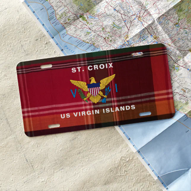 US Virgin Islands Flag St. Croix Madras Plaid USVI License Plate | Zazzle