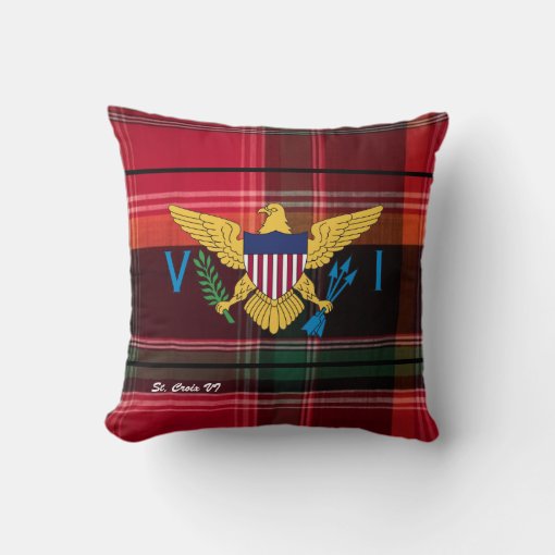 US Virgin Islands Flag St Croix Madras USVI Throw Pillow | Zazzle