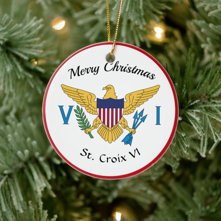 US Virgin Islands Flag St. Croix USVI Christmas Ceramic Ornament | Zazzle