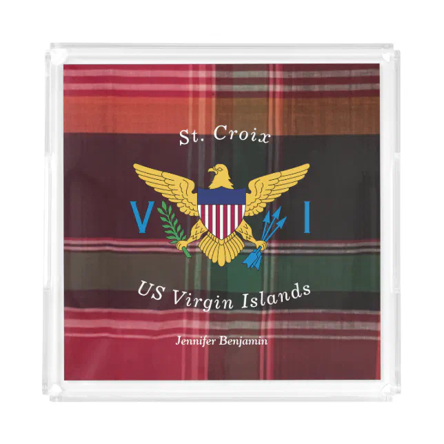 US Virgin Islands Flag St. Croix USVI Madras Acrylic Tray | Zazzle