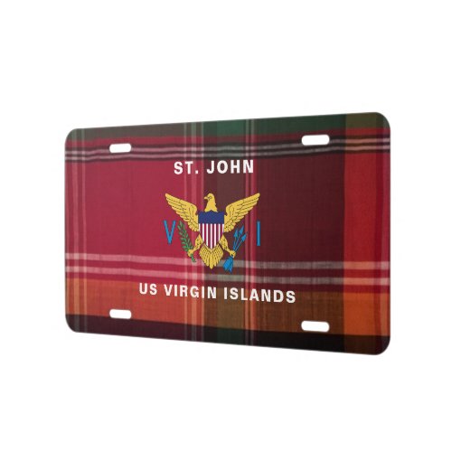 US Virgin Islands Flag St. John USVI Madras License Plate | Zazzle