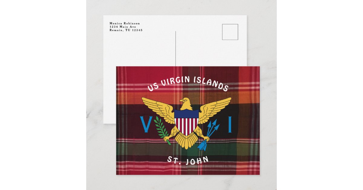US Virgin Islands Flag St. John USVI Madras Postcard | Zazzle