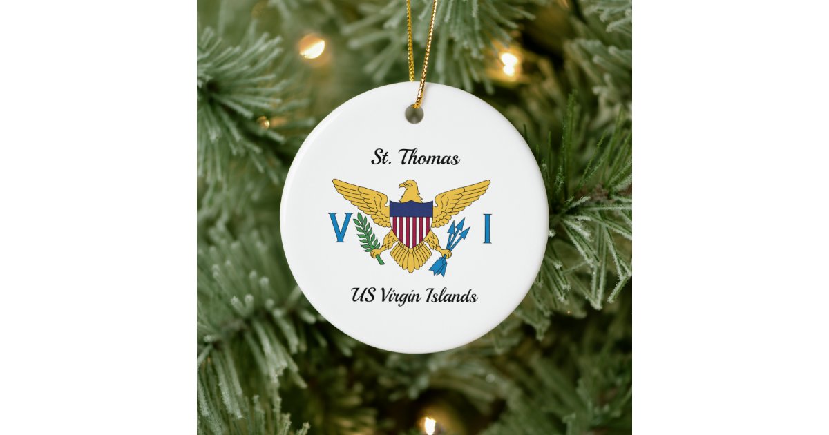 US Virgin Islands Flag St. Thomas USVI Christmas Ceramic Ornament | Zazzle