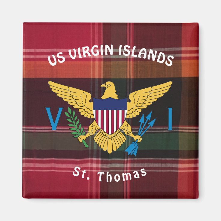 US Virgin Islands Flag St. Thomas USVI Madras Magnet | Zazzle