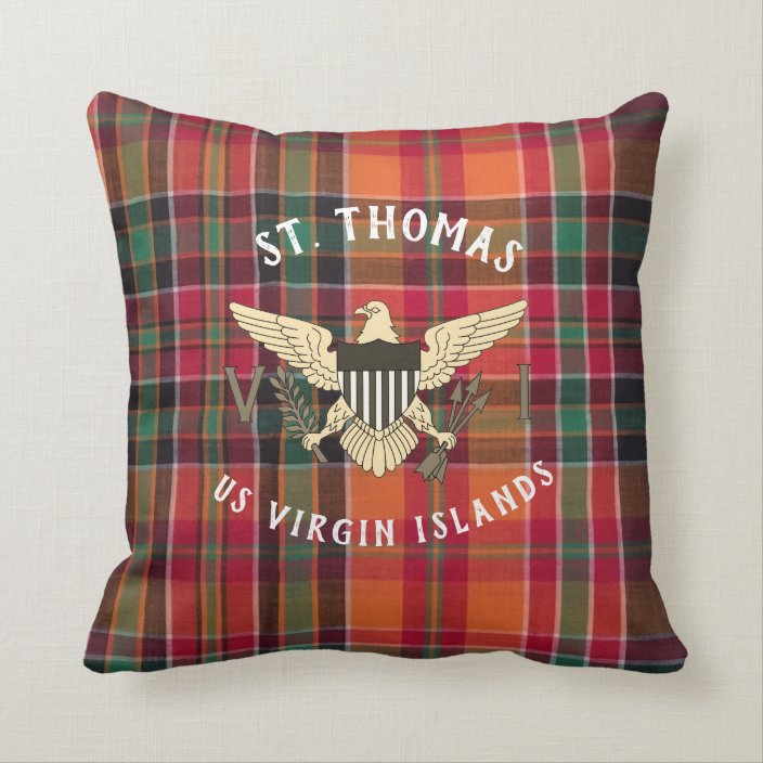 US Virgin Islands Flag St. Thomas USVI Madras Throw Pillow | Zazzle.com