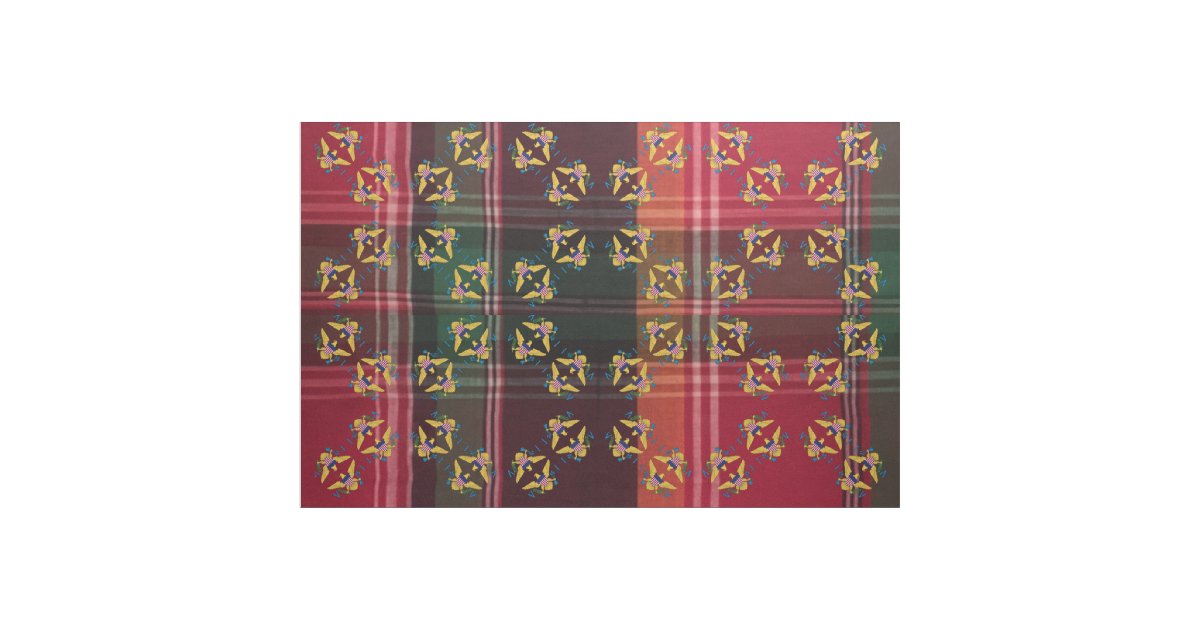 US Virgin Islands Flag USVI Madras Plaid Fabric | Zazzle