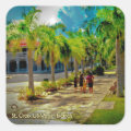 US Virgin Islands St. Croix Tropical Palm Trees Square Sticker | Zazzle