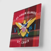US Virgin Islands USVI Flag St. Croix Madras Square Wall Clock | Zazzle
