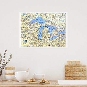 " USA: 1987 Great Lakes MAP ... Poster | Zazzle