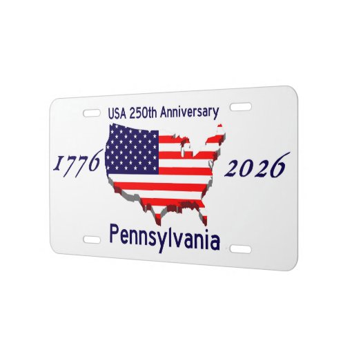 USA 250th Anniversary Pennsylvania PA License Plate | Zazzle