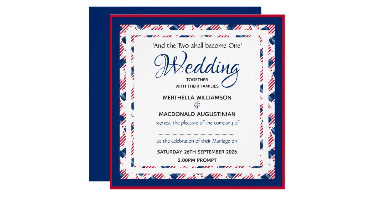 USA AMERICA FLAG Custom Patriotic Square Wedding Invitation | Zazzle.com