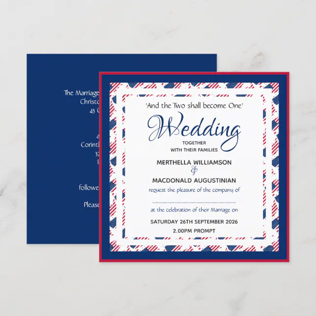 USA AMERICA FLAG Custom Patriotic Square Wedding Invitation | Zazzle