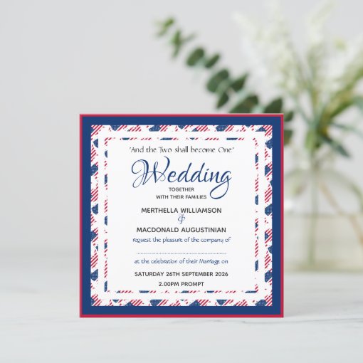 USA AMERICA FLAG Custom Patriotic Square Wedding Invitation | Zazzle