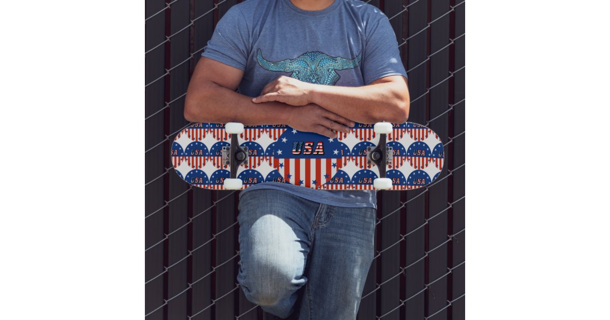 USA - American Flag and Stars in Circle Skate Deck | Zazzle