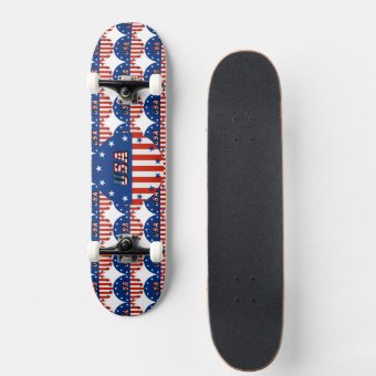 USA - American Flag and Stars in Circle Skate Deck | Zazzle