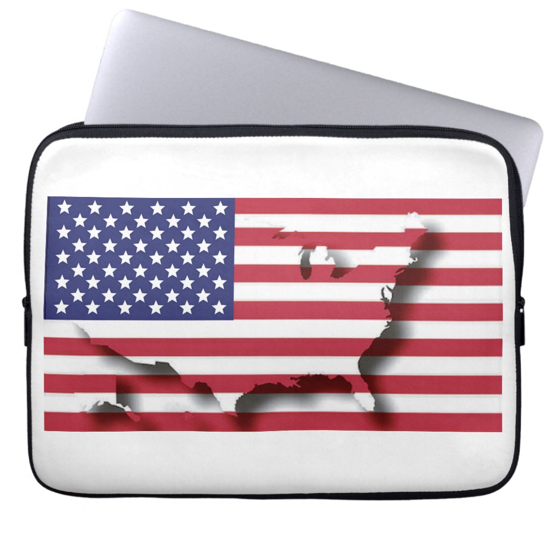 USA AMERICAN Flag Map Patriotic Computer Laptop Sleeve | Zazzle