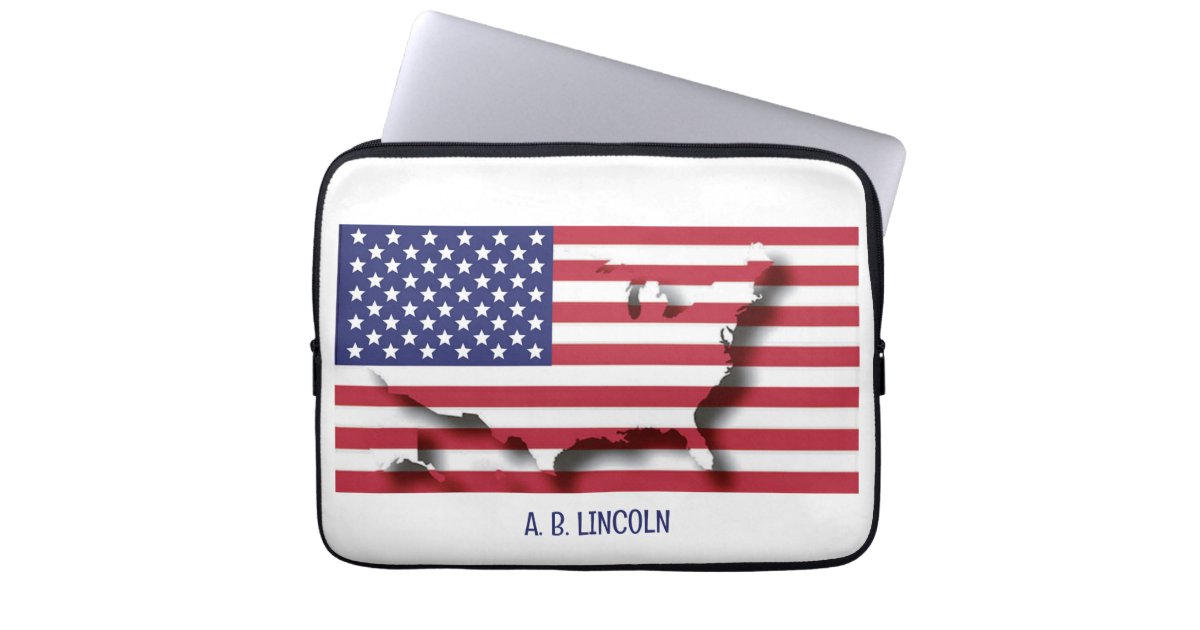 USA AMERICAN Flag Map Patriotic Computer Laptop Sleeve | Zazzle