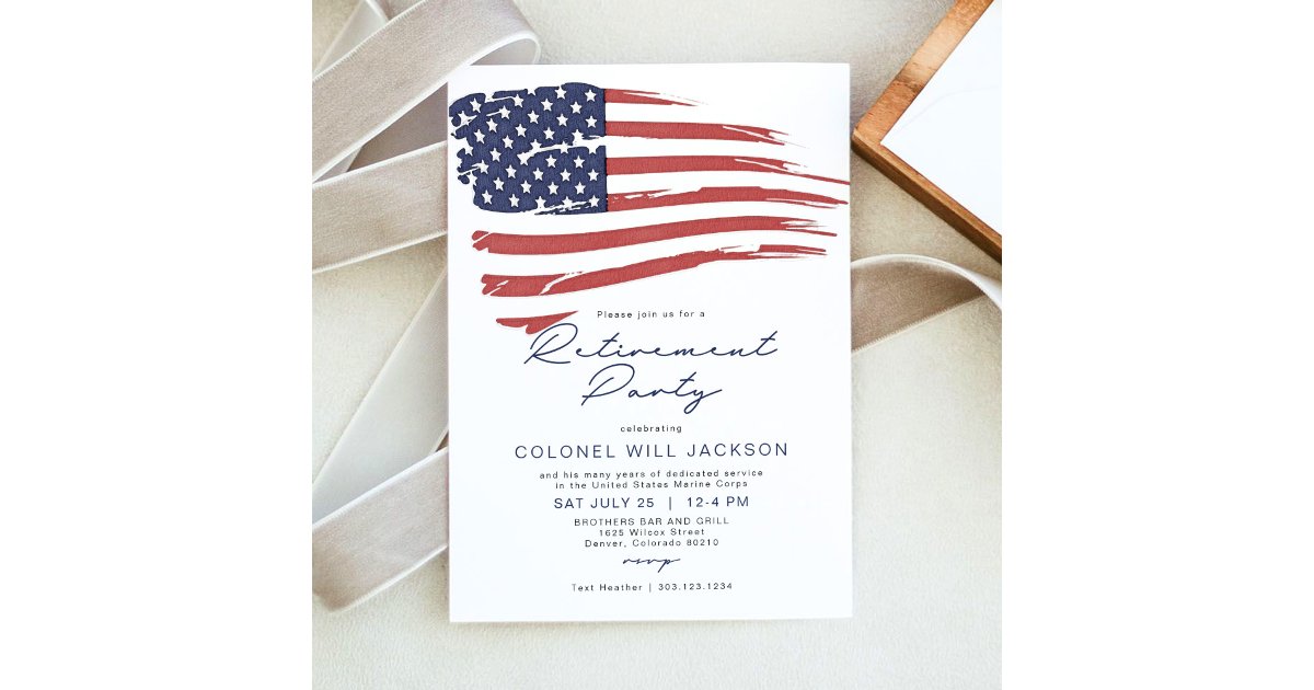 USA American Flag Military Retirement Party Invitation | Zazzle