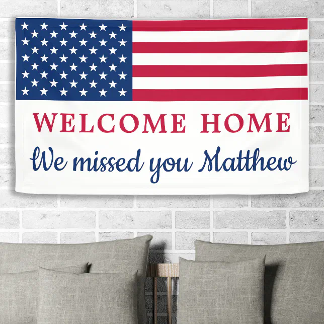 USA American Flag Military Welcome Home Party Banner | Zazzle