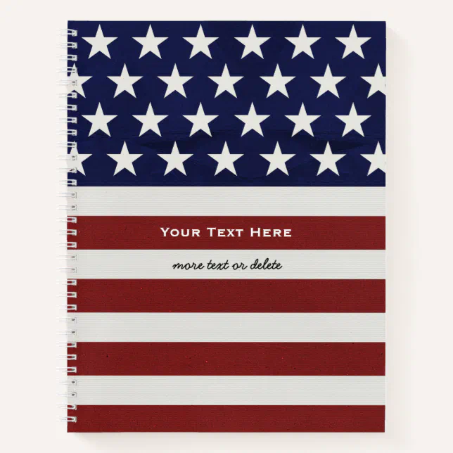 USA American Flag Patriotic 4th of July Custom Notebook | Zazzle
