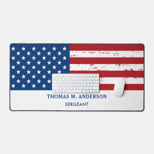 USA American Flag Personalized Military Desk Mat | Zazzle