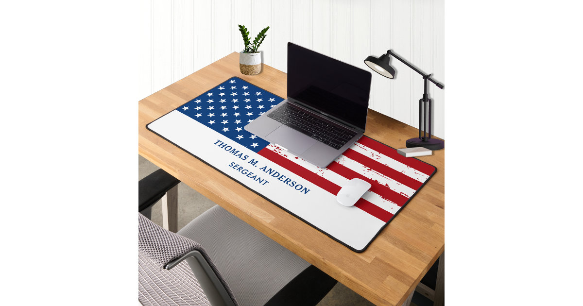 USA American Flag Personalized Military Desk Mat | Zazzle