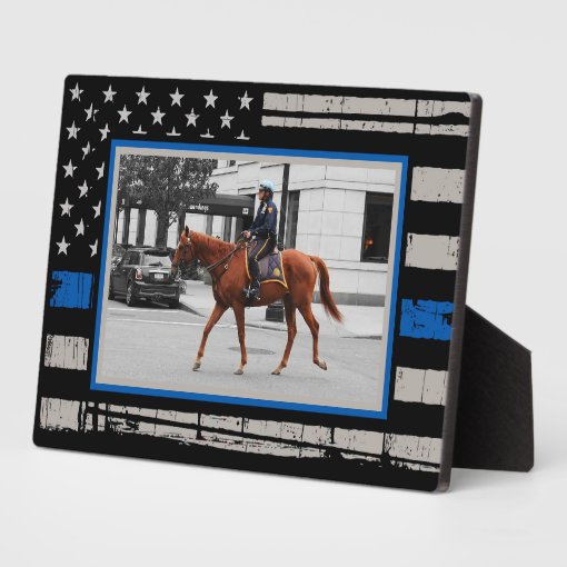 USA American Flag Police Officer Thin Blue Line Plaque | Zazzle
