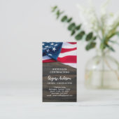 USA American Flag QR Code Rustic Wood Patriotic Business Card | Zazzle