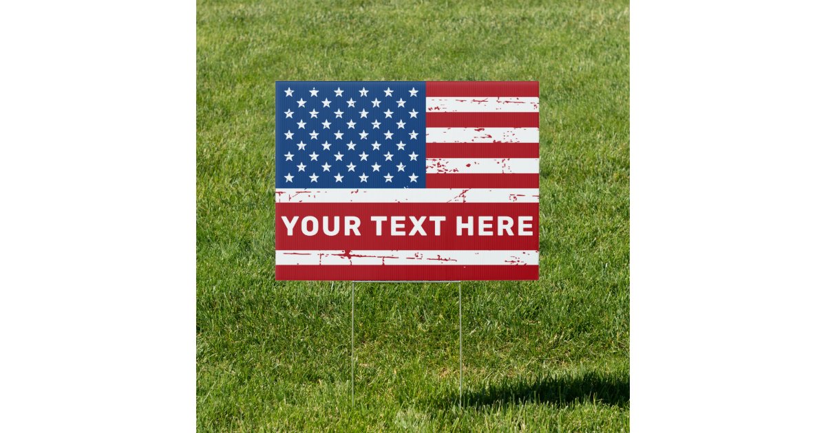 USA American Flag Red White Blue Personalized Yard Sign | Zazzle