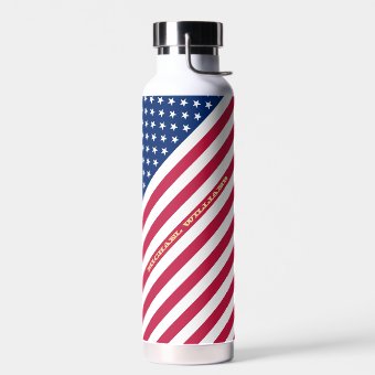 USA American Flag Stars Stripes Custom Monogrammed Water Bottle | Zazzle