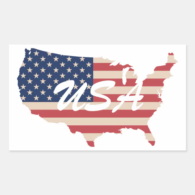 USA American Flag United States Map July 4th Rectangular Sticker | Zazzle