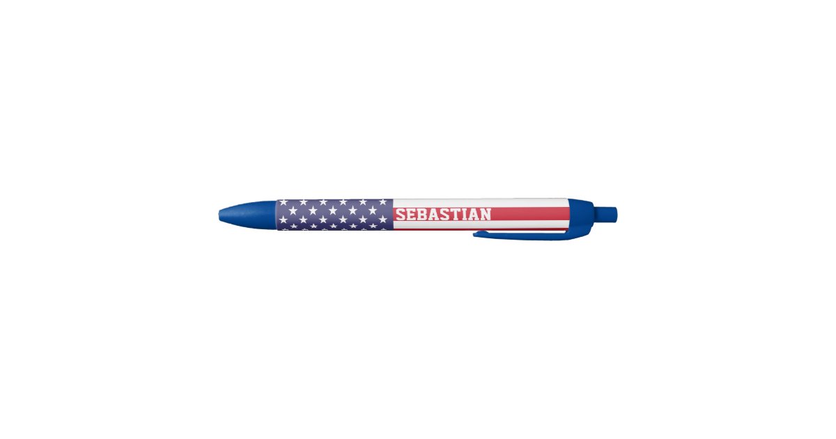 USA American Personalized Patriotic Flag Blue Ink Pen | Zazzle