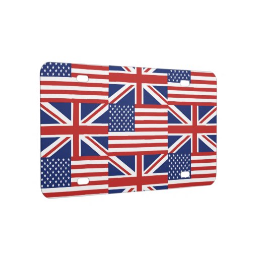 USA and UK Flags License Plate | Zazzle