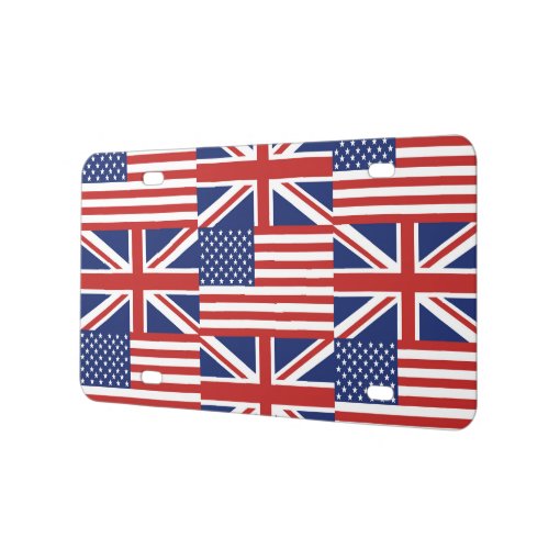 USA and UK Flags License Plate | Zazzle