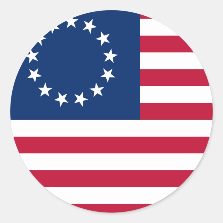 usa betsy ross flag classic round sticker | Zazzle