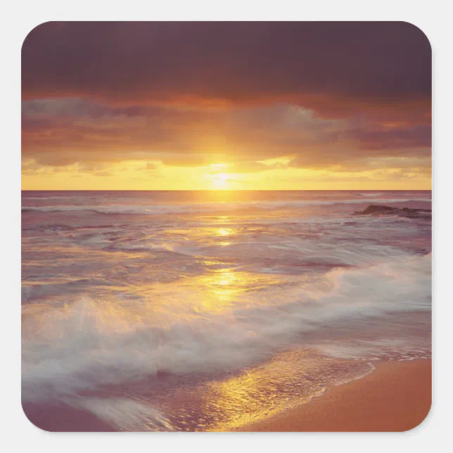USA, California, San Diego. Sunset Cliffs beach Square Sticker | Zazzle