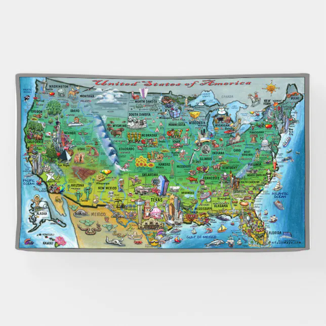 USA Cartoon Map Banner | Zazzle