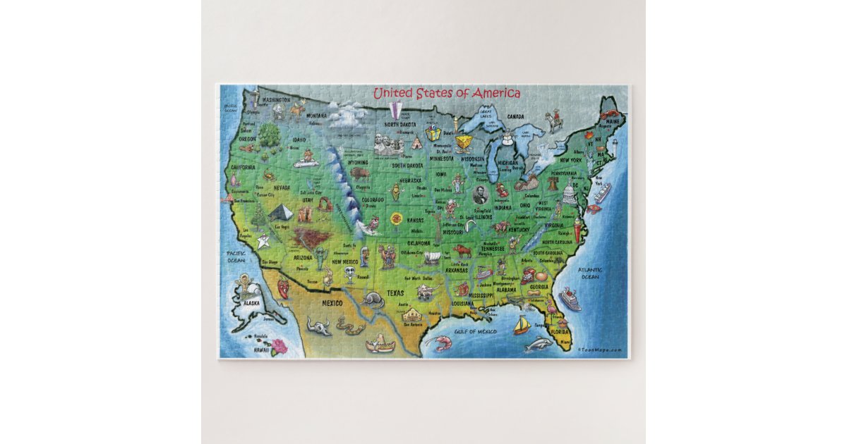 USA Cartoon Map Jigsaw Puzzle | Zazzle