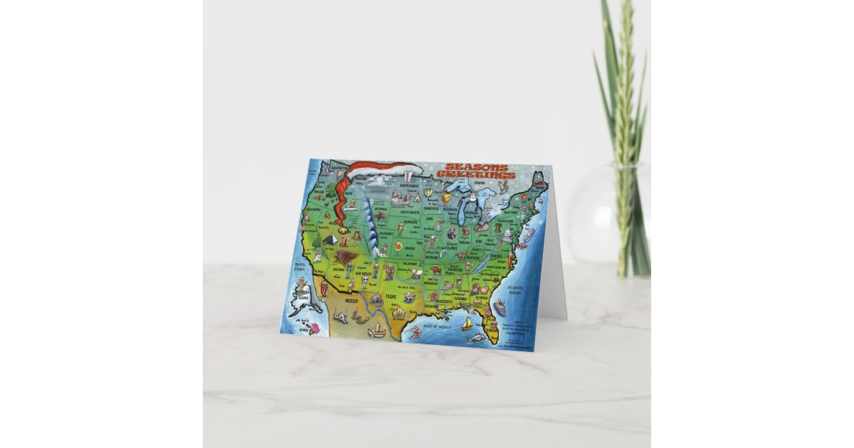 USA Christmas Map Holiday Card | Zazzle