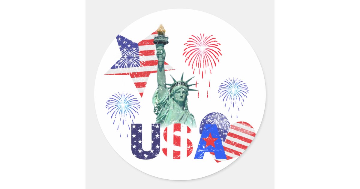 USA CLASSIC ROUND STICKER | Zazzle