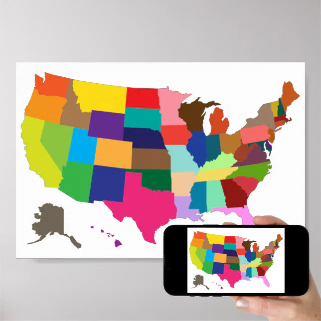 USA Color Map Poster | Zazzle